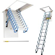 Techtongda Blue Retractable Pull-Down Attic Ladder, Aluminum ...