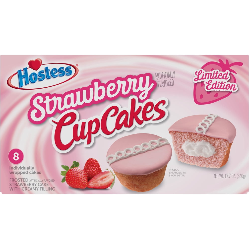 HOSTESS Limited Edition Strawberry Flavored CupCakes, 8 count, 12.7 oz ...