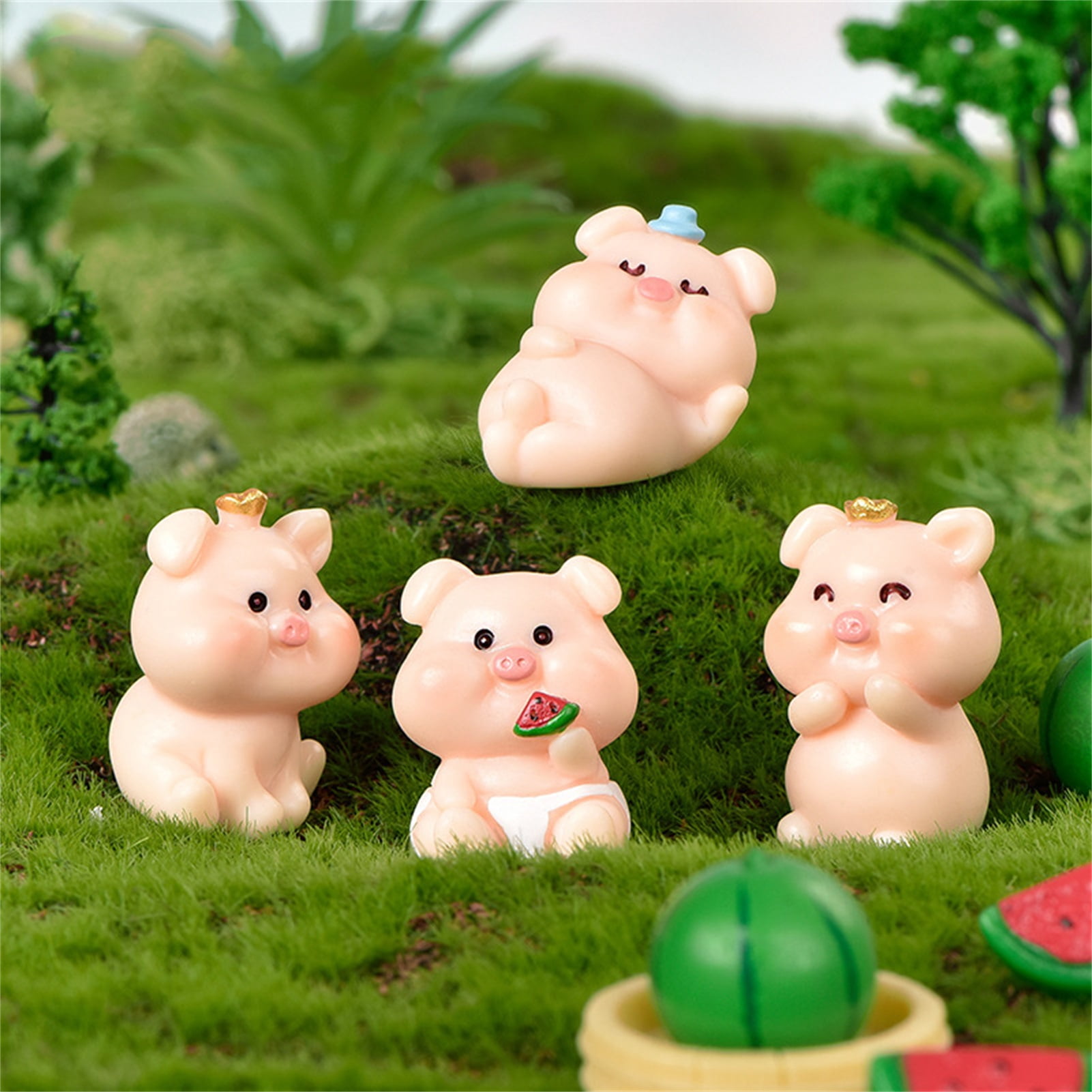 Hadanceo Piggy Figurine Compact Colorfast Fairy Garden Mini Pig Statue ...