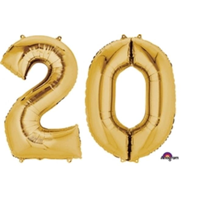 Anagram 79368 Gold 20 Number Bunch Foil Balloon - Walmart.com