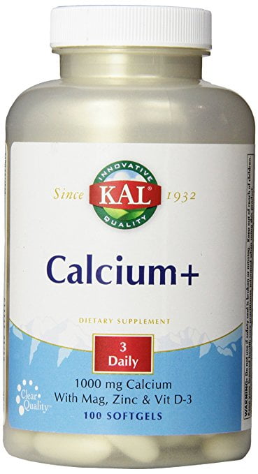 KAL Calcium Plus Tablets, 1000 mg, 100 Count - Walmart.com - Walmart.com