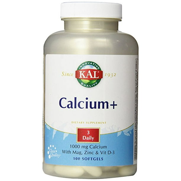KAL Calcium Plus Tablets, 1000 mg, 100 Count - Walmart.com - Walmart.com