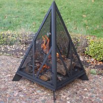 Sunnydaze Majestic Pyramid 21" Triangle Wood-Burning Black Finish Steel ...