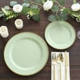Efavormart 10 Pack Sage Green Plastic Dinner Plates with Gold Beaded ...