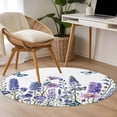 Blue Purple Floral 3.3' Round Rug for Bedroom Reading Corner, Spring ...