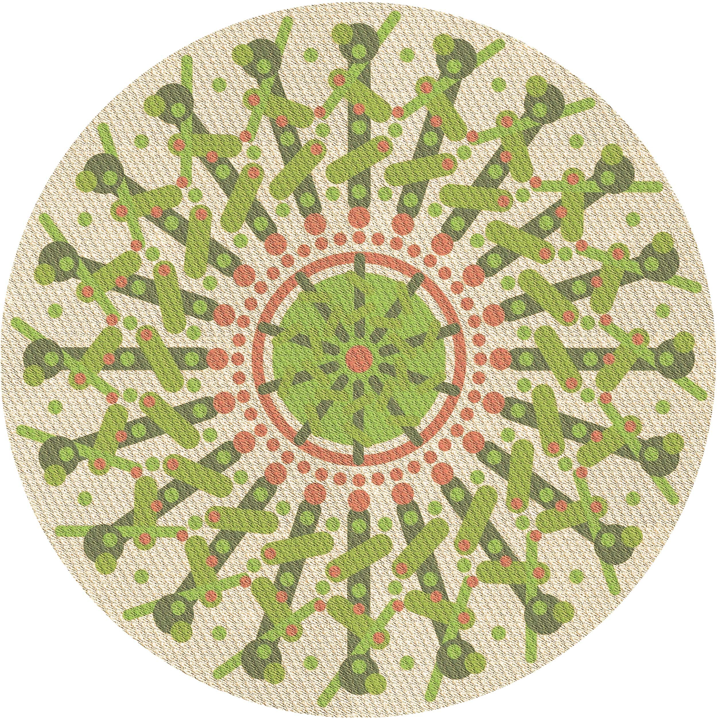 Ahgly Company Indoor Round Patterned Khaki Gold Area Rugs, 6' Round ...