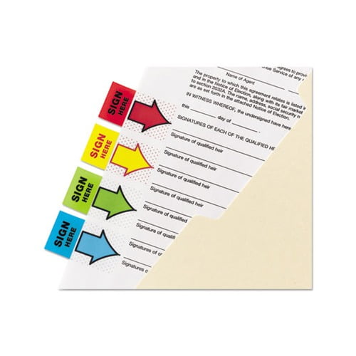 Arrow Message 1 Page Flags 200 "Sign Here", 48 Arrow, Four Colors, 248/Pack