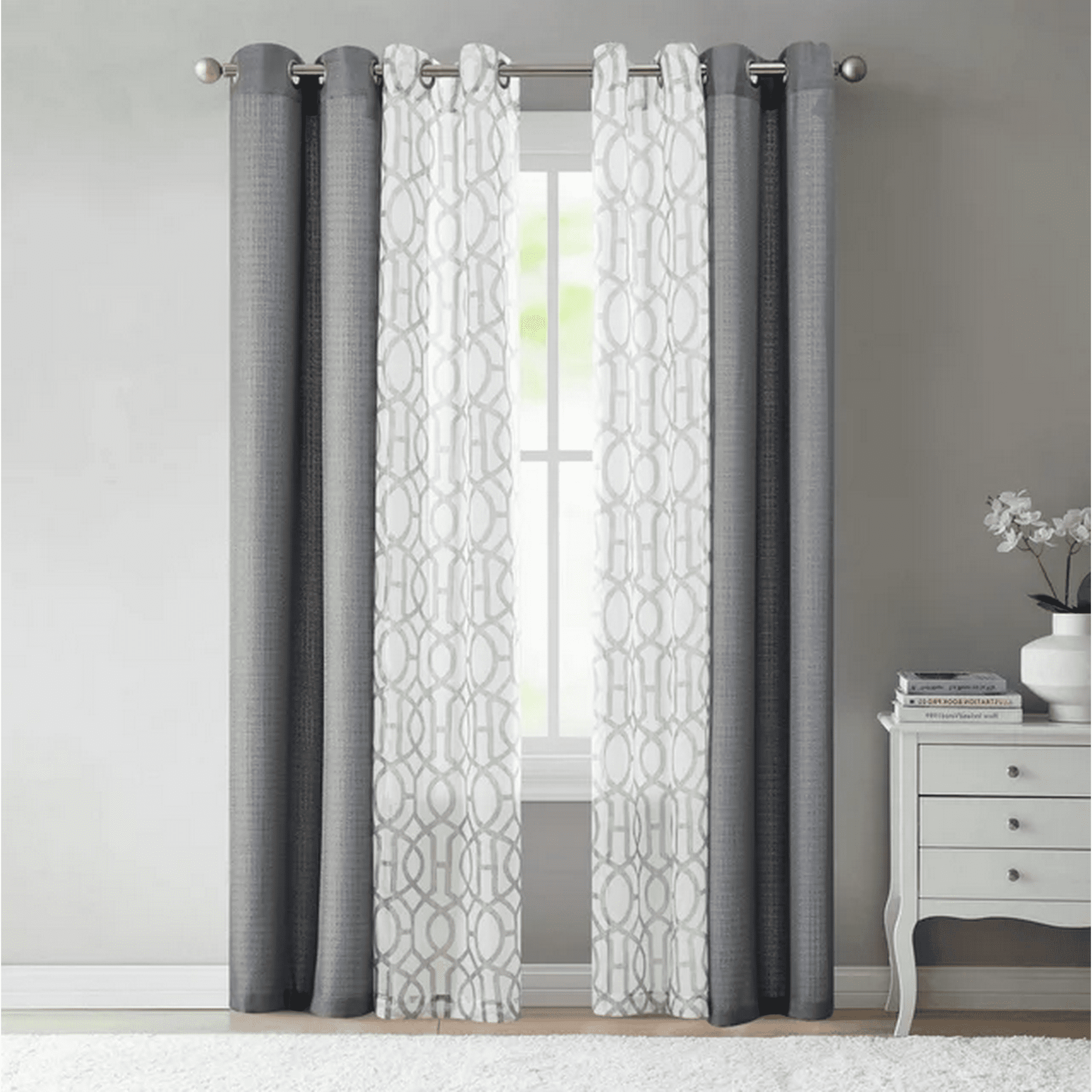 Click here for Mainstays Curtain And Sheers Set  4 Panels  Soft S... prices