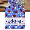 Table Runner Farm Ladybug Daisy Floral on Blue Dresser Scarves 13x90 ...