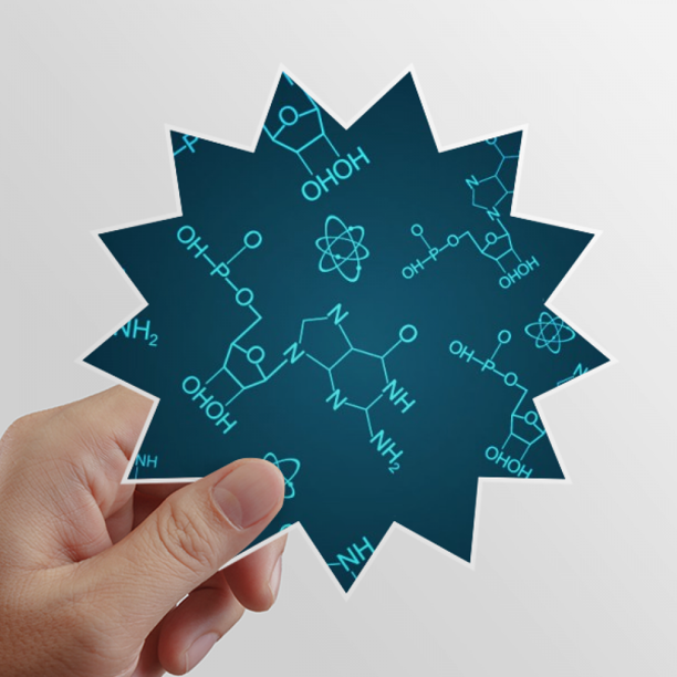 Blue Checal Molecular Structure Illustration Sun Vinyl Sticker Luggage ...