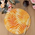 Botanical Orange Yellow Round Placemats Set of 2, Braided Polypropylene ...