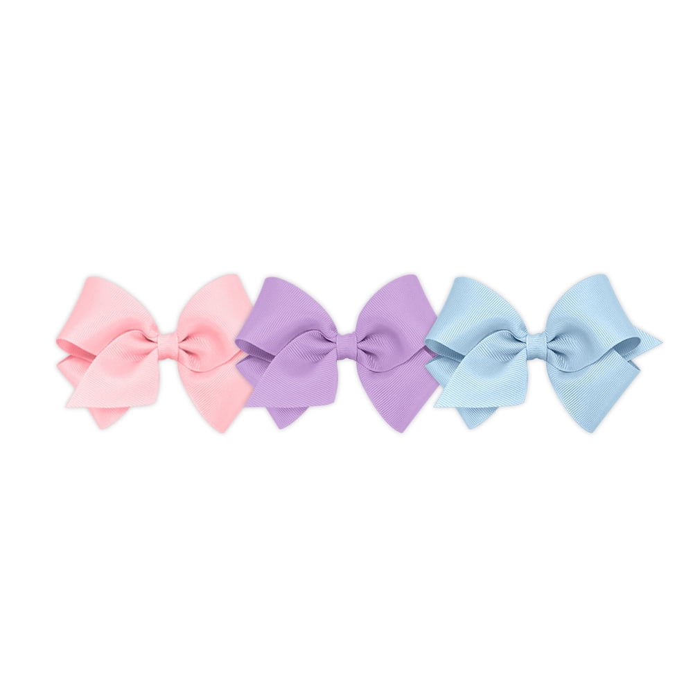 Wee Ones Girls' Small Bow 3 Pack Set Solid Grosgrain Variety Pack on a ...