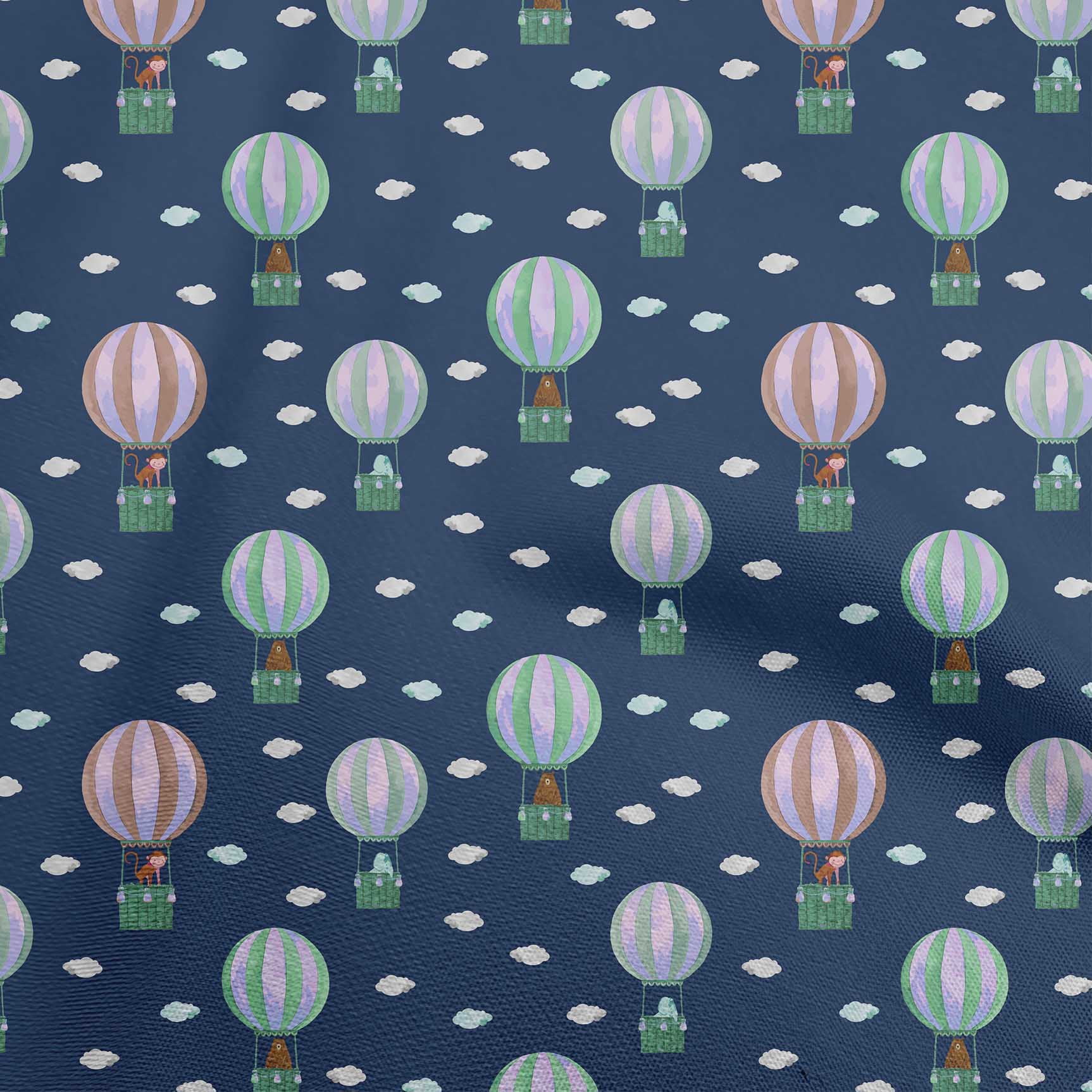 oneOone Cotton Cambric Blue Fabric Circus Sewing Material Print Fabric ...