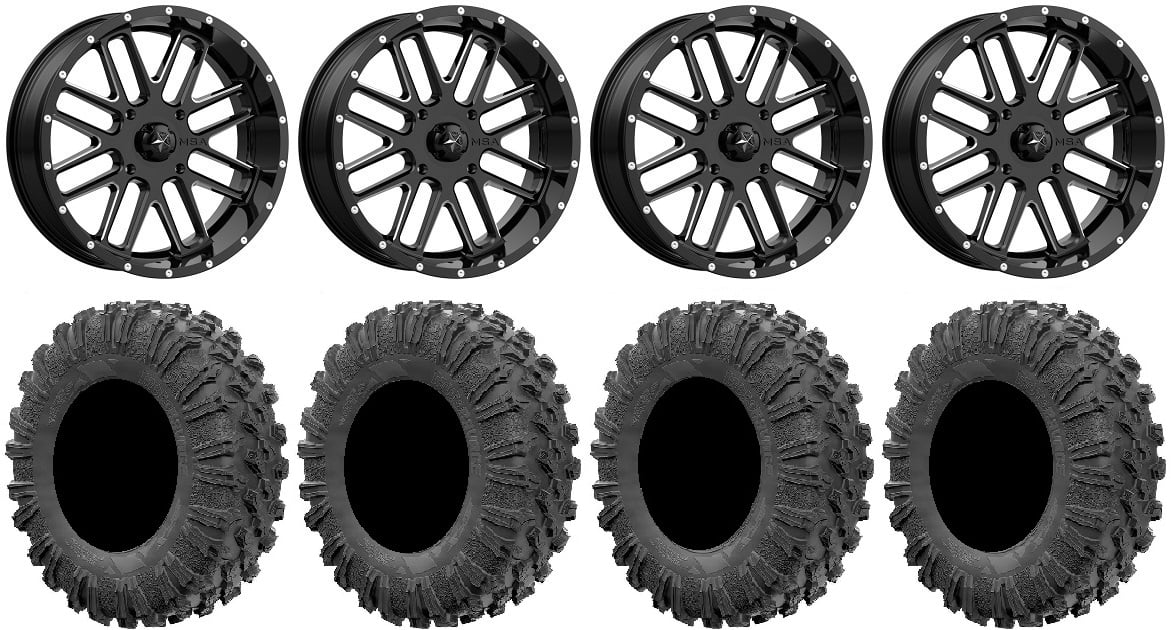 MSA Milled Bandit 20" UTV Wheels 35" MotoRavage Tires Polaris RZR XP ...