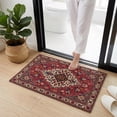 Doormat Bathroom Rugs 24x35in, Ethnic Red Vintage Floral Pattern Non ...