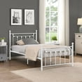 SESSLIFE Platform Bed Frame Twin, White Metal Platform Bed, Bed Frame w ...
