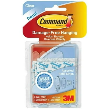 Command Outdoor Clear Strip Refills, Medium and Large, 4 Medium Strips ...