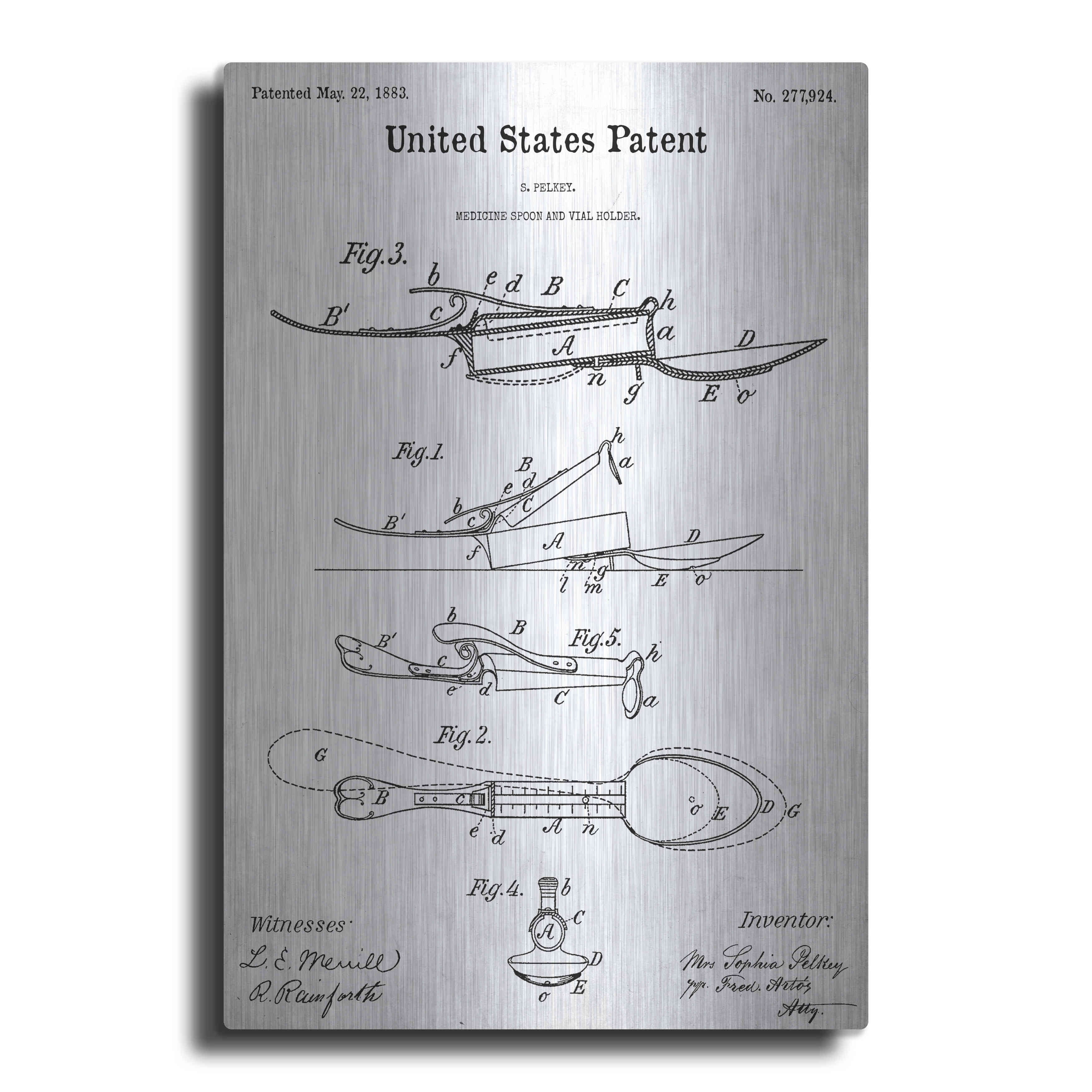 Luxe Metal Art 'Medicine Spoon Blueprint Patent White' Acrylic Glass ...