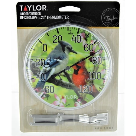 Taylor 90178 6 in. Diameter Outdoor Thermometer with Birds Inset Design ...