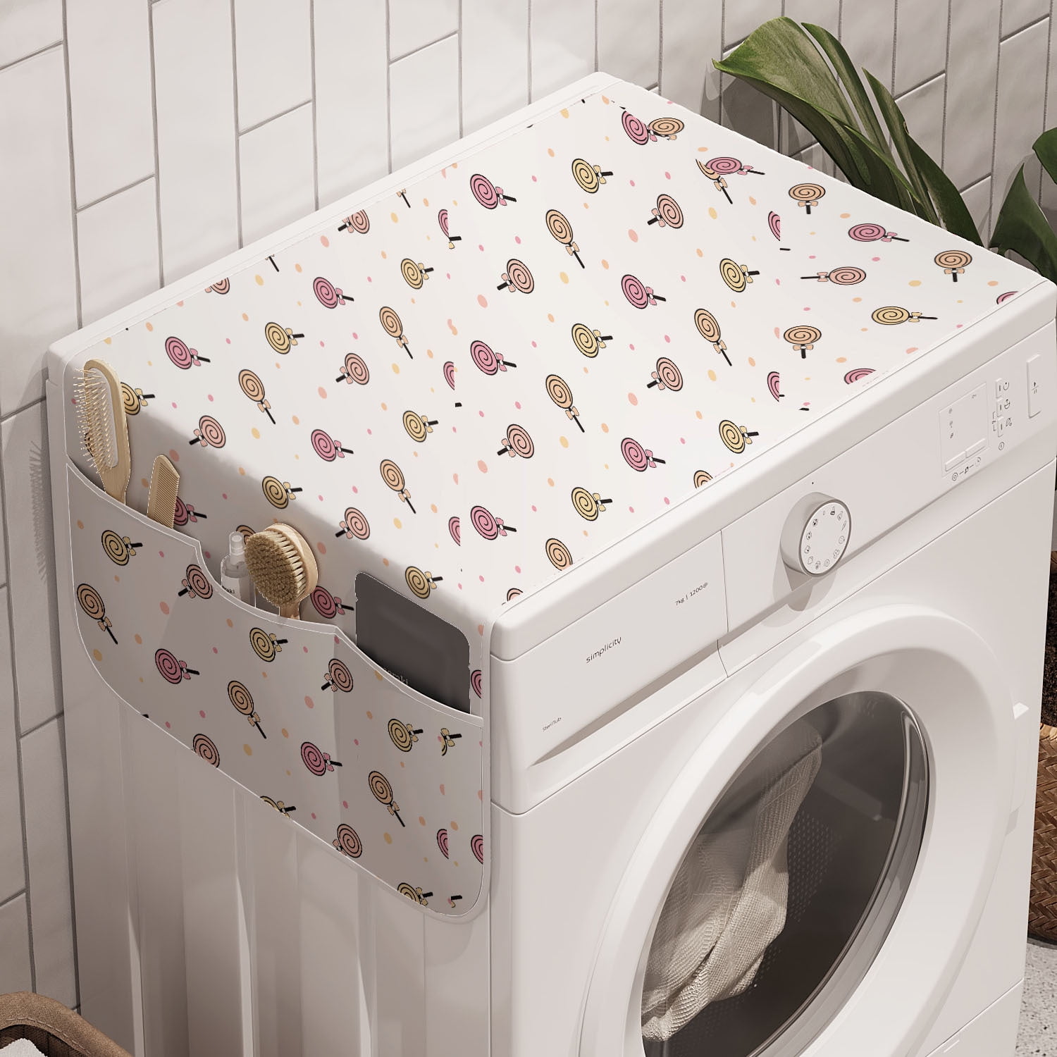 Nursery Washing Machine Organizer, Lollipop Candies on Polka Dots ...