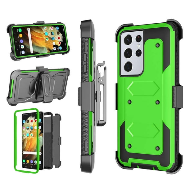 Njjex Phone Cases for Samsung Galaxy S21 Ultra 5G 6.8" 2021, Combo Holster Belt Clip [Heavy Duty ...
