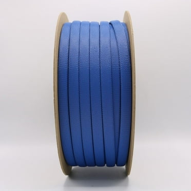 50ft 1/0 Gauge Black/Blue Snakeskin Braided Sleeving OFC Wire Strands ...