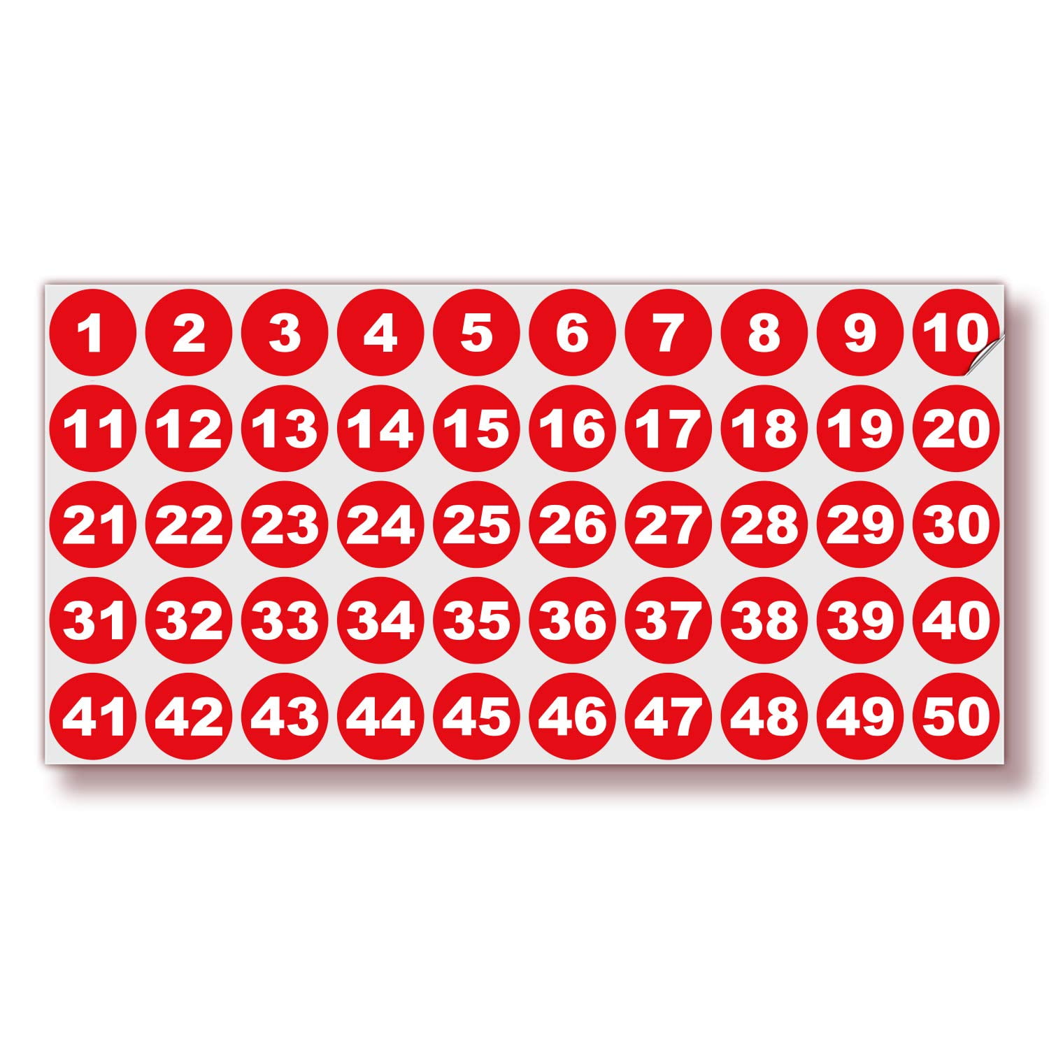 iSYFIX Red Consecutive Number Stickers – 1 to 50, 1-inch, 1 set – Vinyl ...