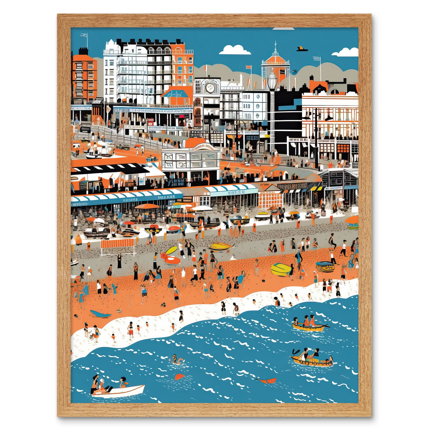 Brighton Beach and Palace Pier Modern Abstract Art Print Framed Poster ...