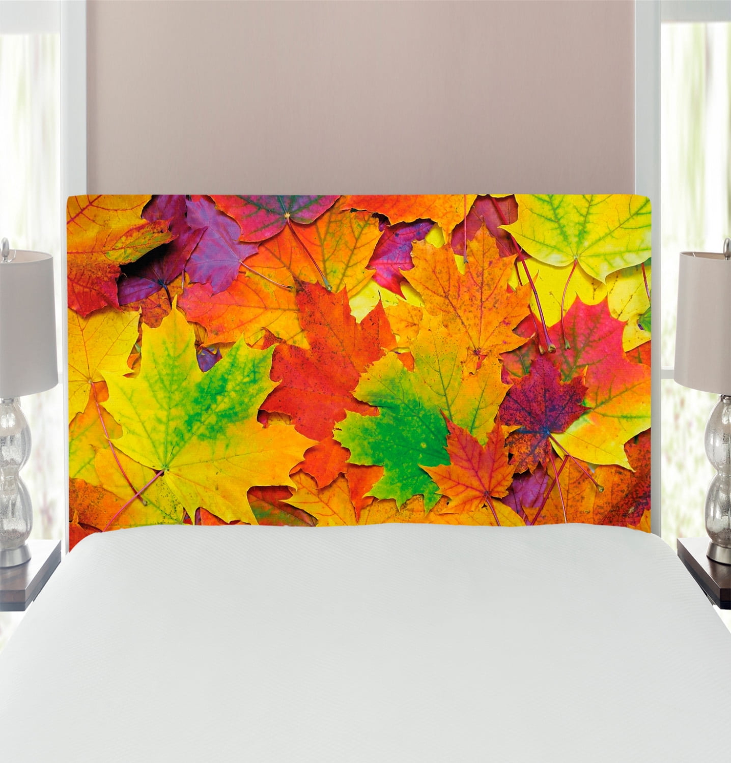 Fall Headboard, Different Colored Vibrant Many Autumn Maple Leaves ...