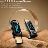 2 Pack Type C Adapter with Digital Display, PD 240W USB-C Male to ...