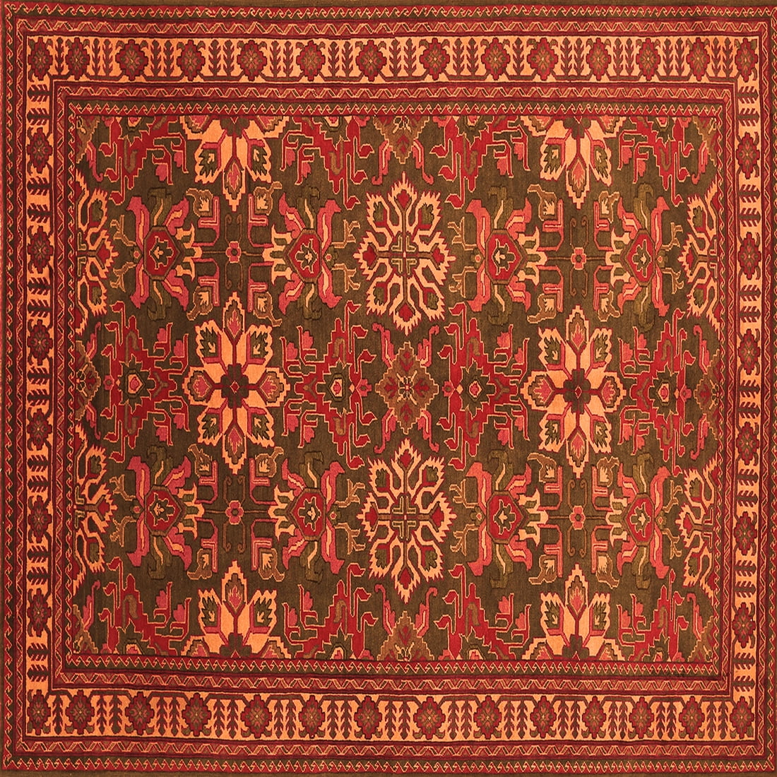 Ahgly Company Indoor Square Persian Orange Traditional Area Rugs, 6 ...