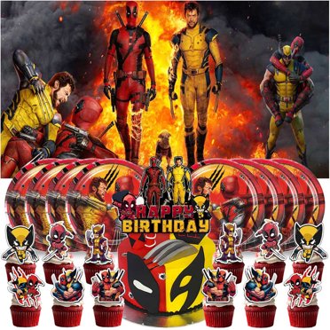 Deadpool and Wolverine Party Decor Plates Cake Topper Balloons Supplies ...