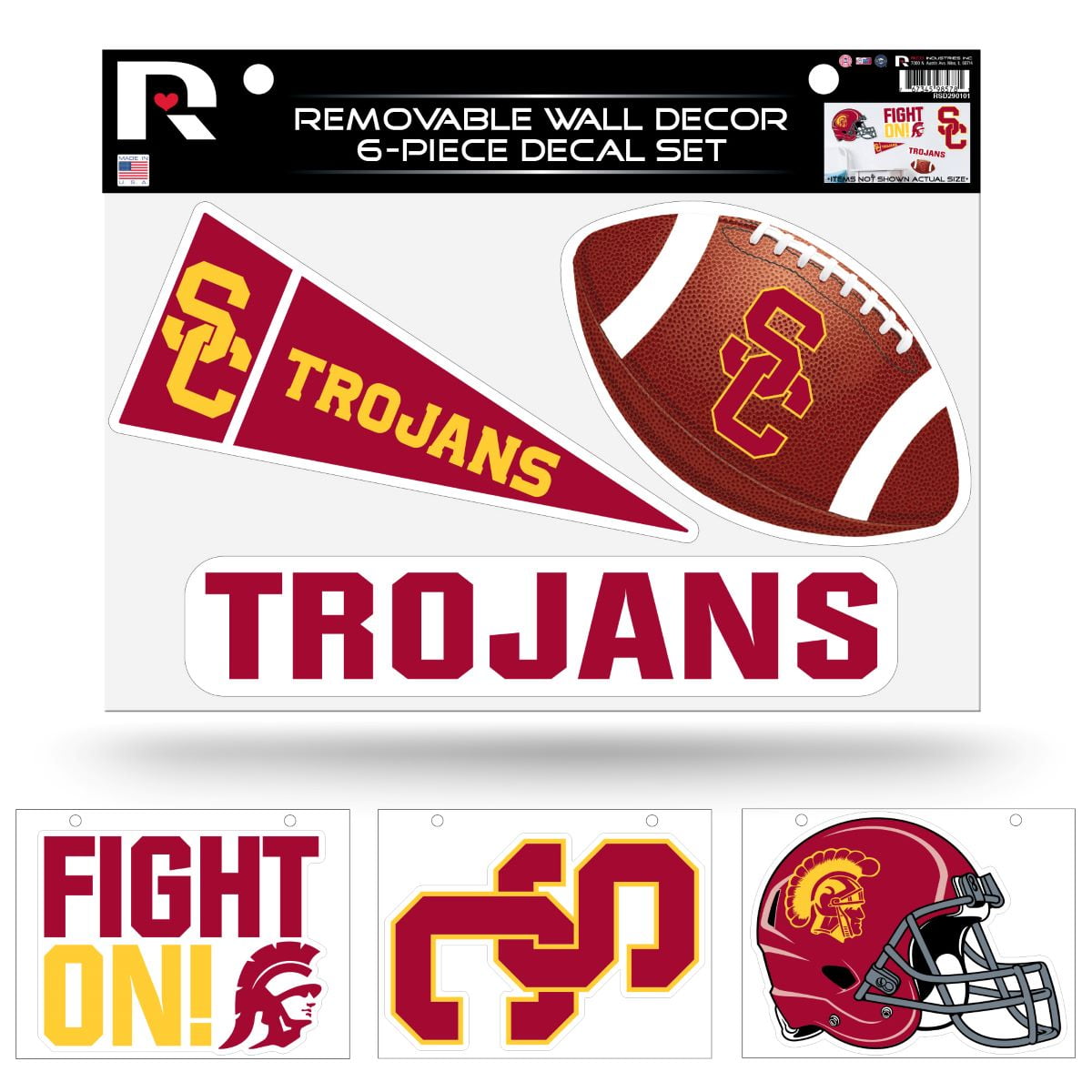 Southern California USC Trojans Set of 6 Removable Wall Decal Stickers ...