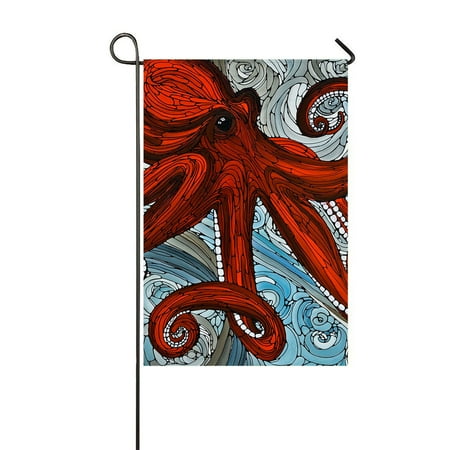 GCKG Octopus Garden Flag,Red Octopus Home Outdoor Garden Flag House ...