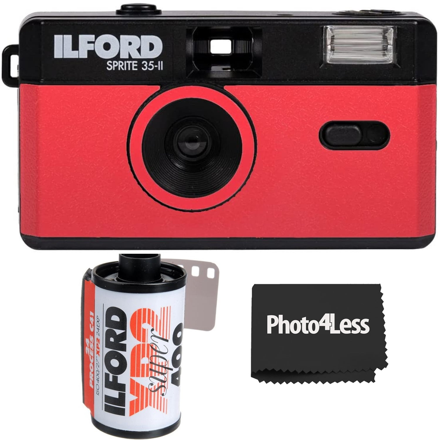 Ilford Sprite 35-II Camera Black/Red + Ilford XP2 400 35mm B&W Film 24 ...