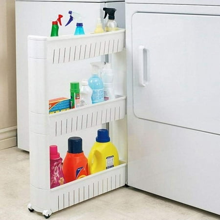 Amdohai Narrow Sliding Storage Organizer Rack 3-Storey Slimline Storage ...