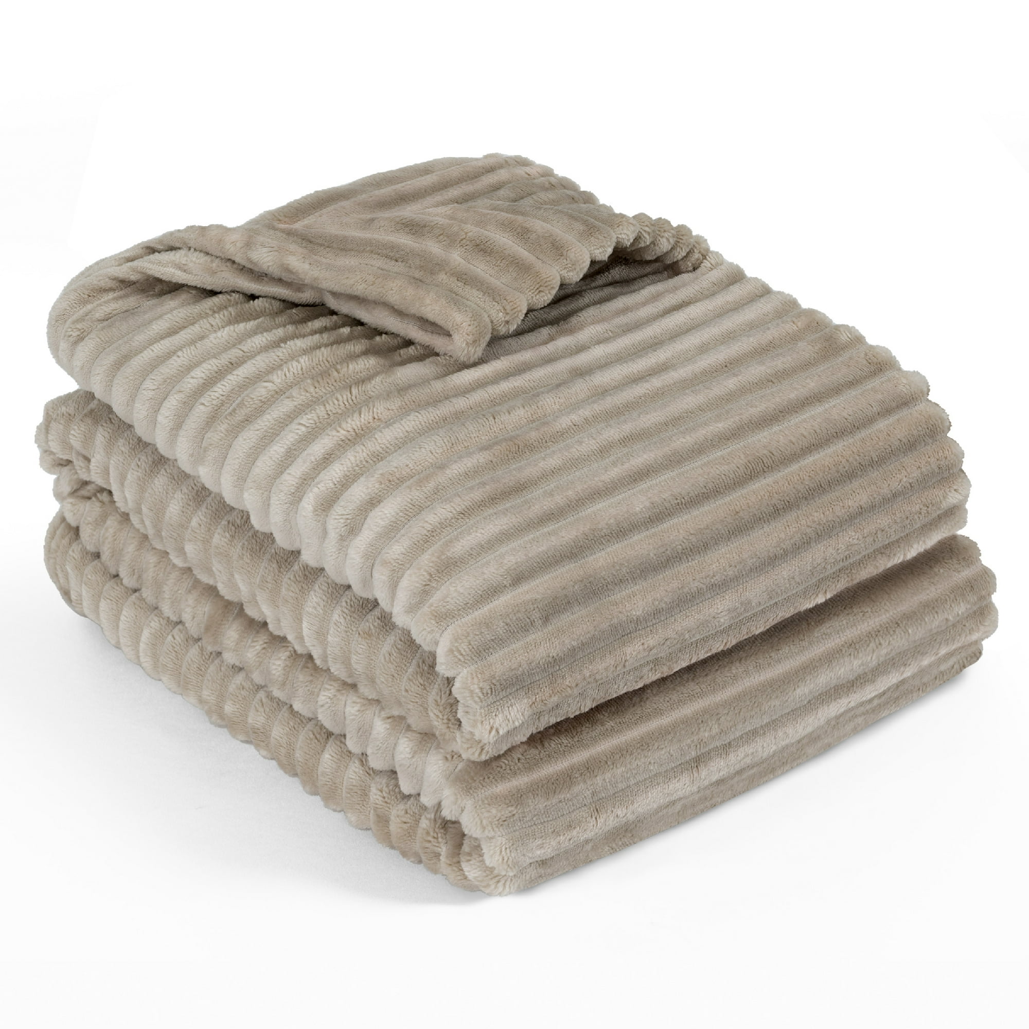 Click here for Pavilia Soft Fleece Queen Bed Blanket Taupe Tan Ca... prices