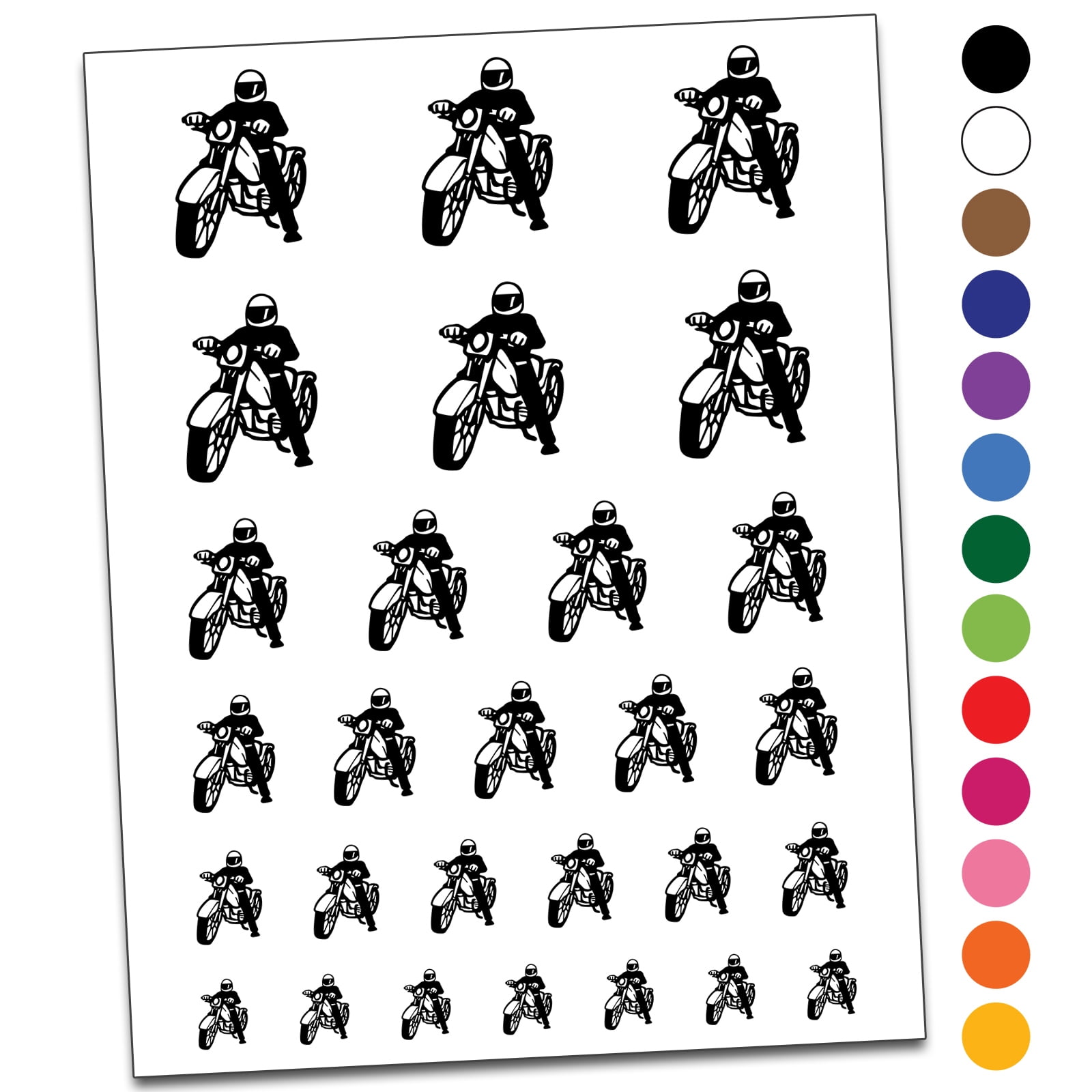 Biker on Motorcycle Water Resistant Temporary Tattoo Set Fake Body Art ...