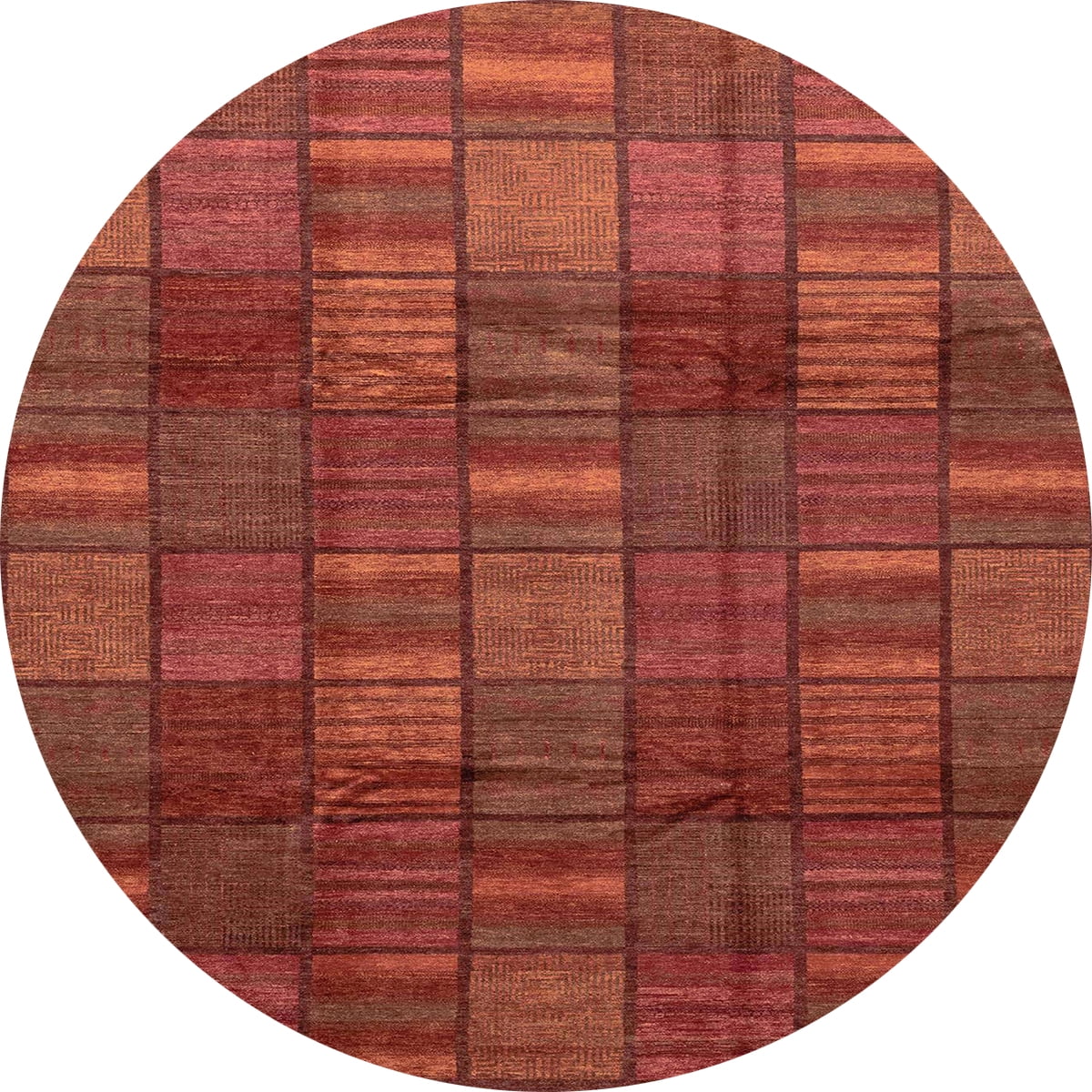 Ahgly Company Indoor Round Abstract Red Abstract Area Rugs, 5' Round ...