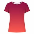 Fengqque Women's Round Neck Short Sleeve Gradient Color Slim Fit T ...