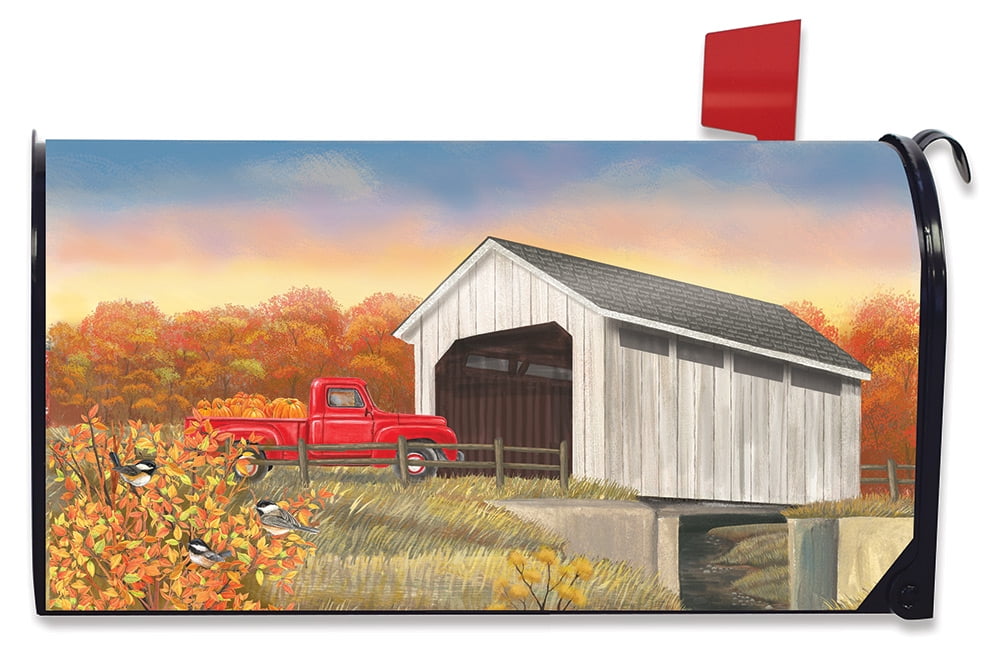 Autumn Bridge Mailbox Cover Pickup Truck Fall Standard Briarwood Lane ...