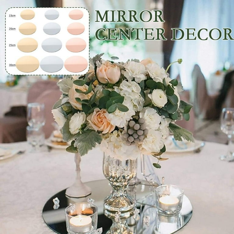 Circle Mirror Centerpieces Center Pieces Round Mirror Plate For