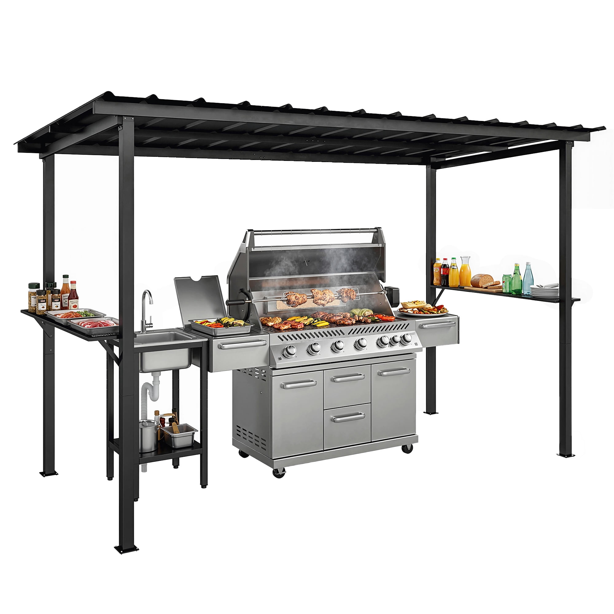 Click here for Outsunny 12 X 6 Hardtop Grill Gazebo  Bbq Gazebo W... prices