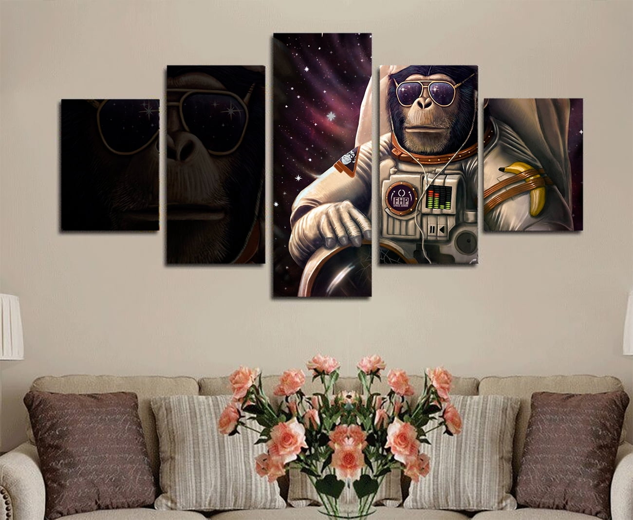 5 Cuadros Decorativos Simio Astronauta Con Lentes Canvas Listo Para ...