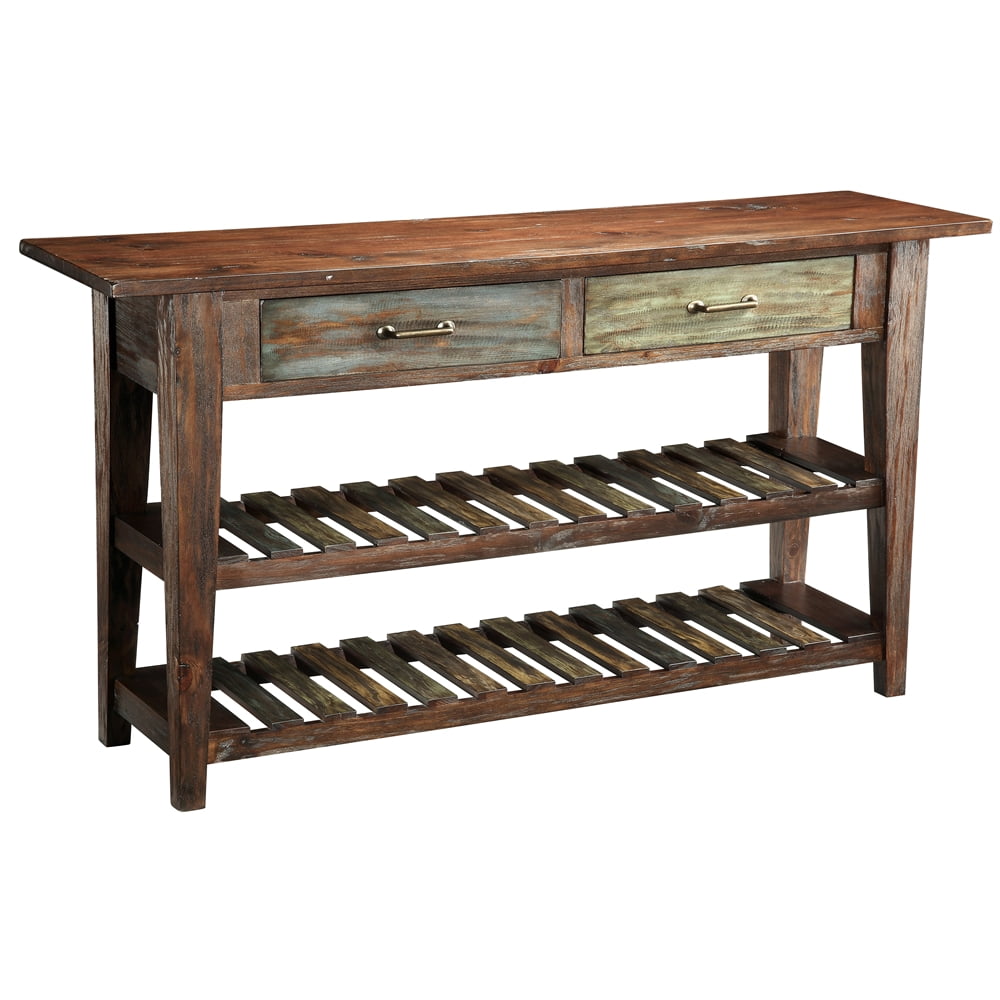 Two Drawer Console Table H32.00", Natural Multicolored - Walmart.com
