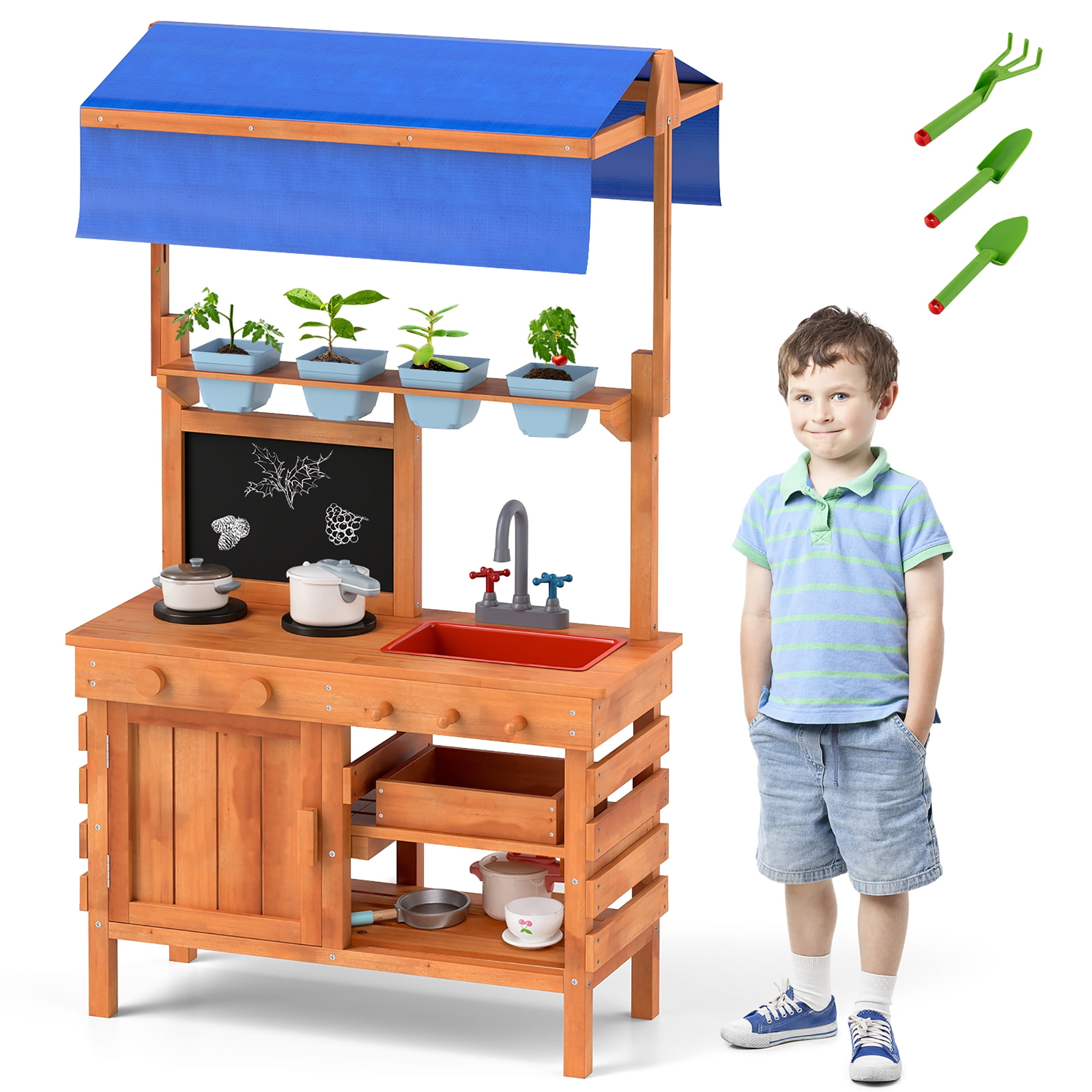 Click here for Gymax Mud Kitchen Wooden Pretend Play Kitchen W/ H... prices