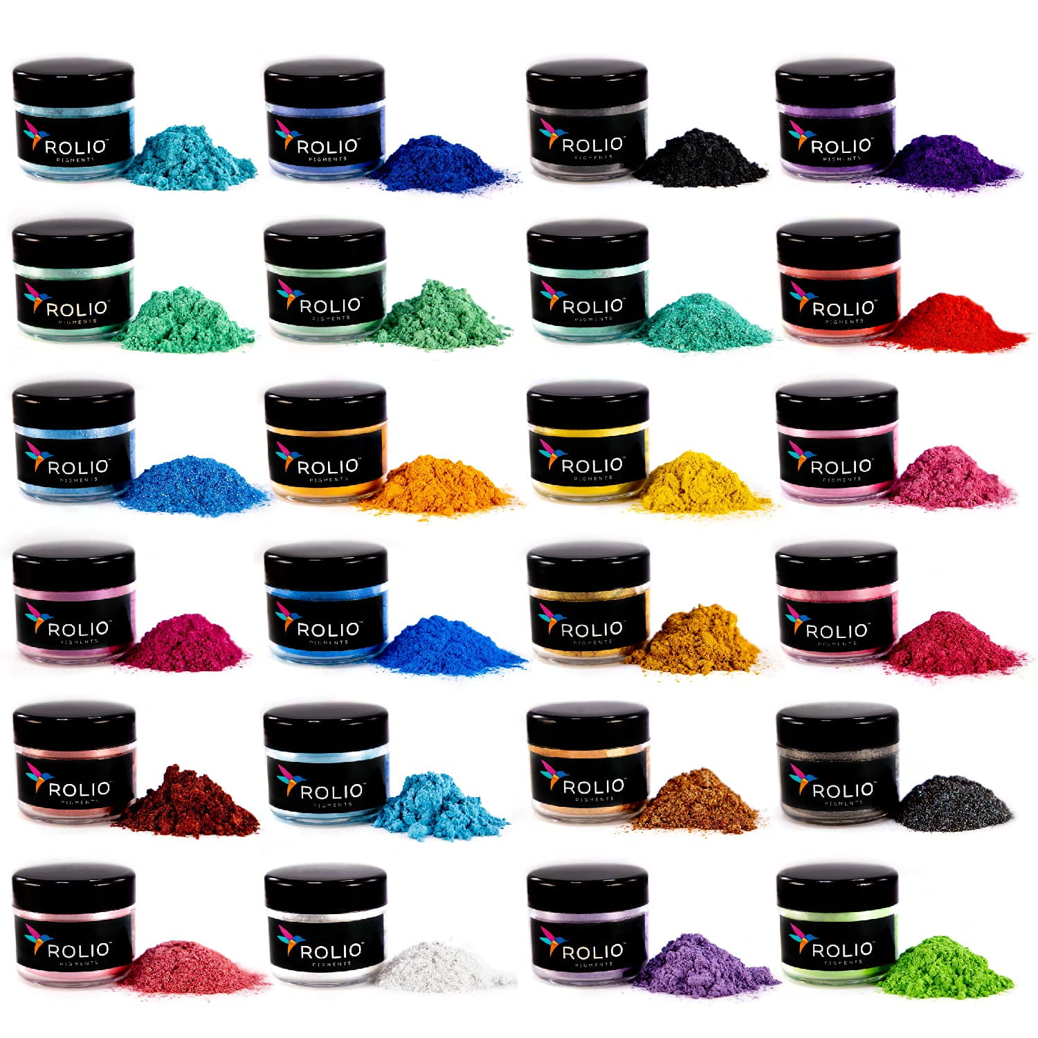 Rolio - Mica Powder - 24 Jars of Pigment for Paint, Dye, Soap Making ...