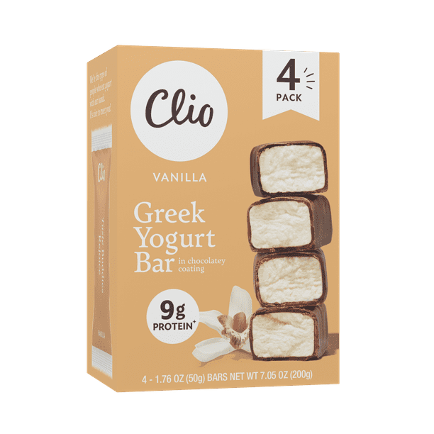 Clio Vanilla Greek Yogurt Bar in Chocolatey Coating, 1.76 oz, 4 Ct ...