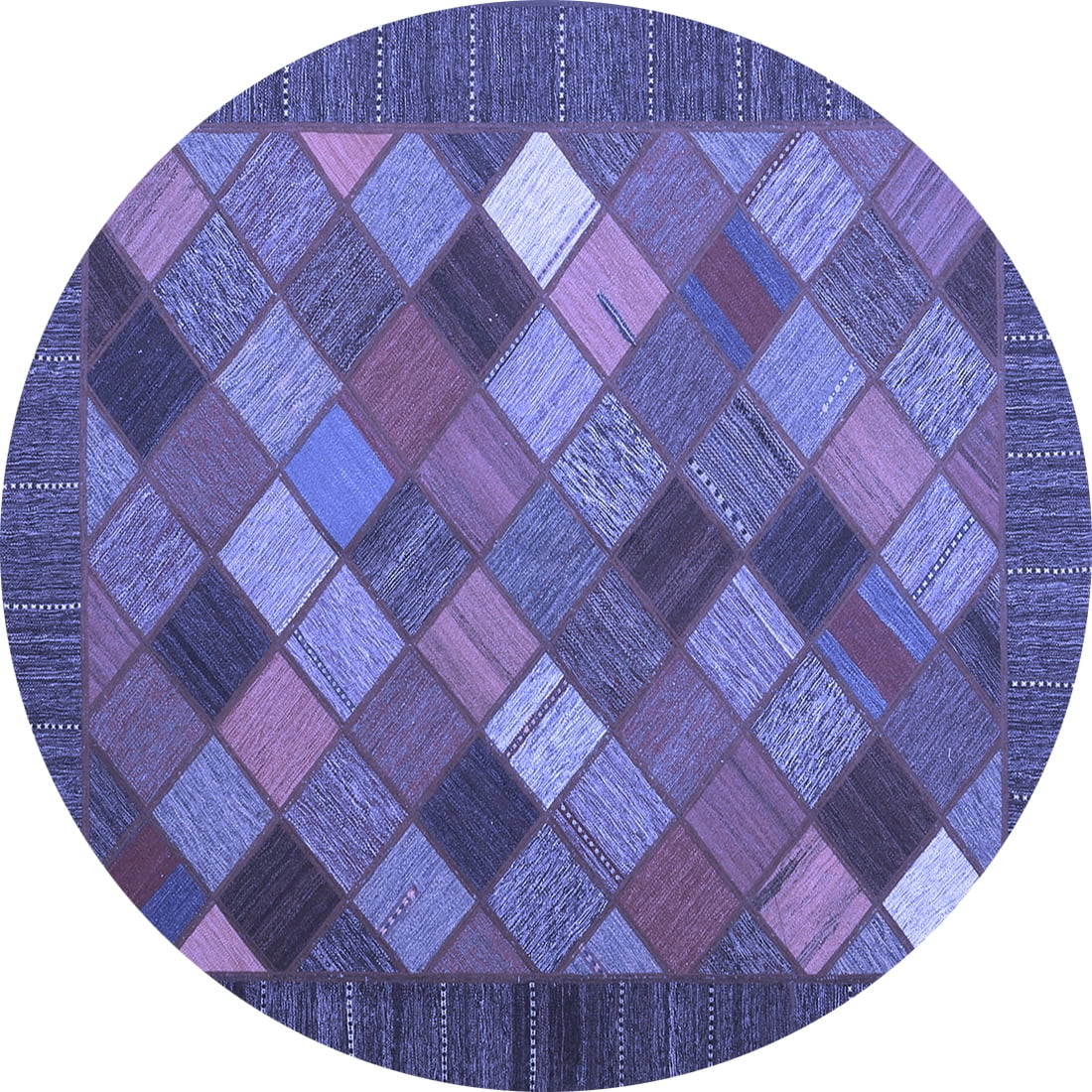 Ahgly Company Indoor Round Abstract Blue Contemporary Area Rugs, 6 ...