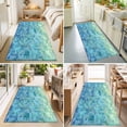 2x6 Teal Blue Glass Shard Runner Rug for Hallway, Washable Non Slip Low ...